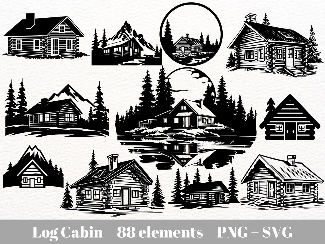 Log Cabin Svg / Mountain House Svg / House in the Woods Svg / Rustic ...
