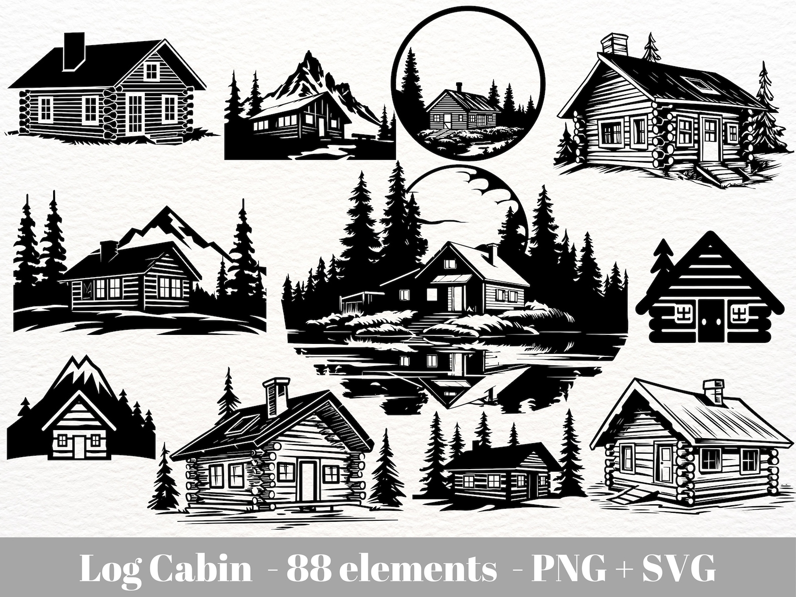 Log Cabin Svg / Mountain House Svg / House in the Woods Svg / Rustic ...