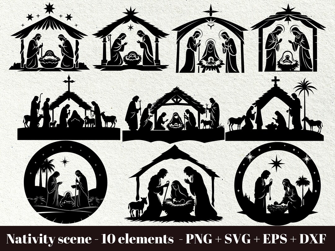 Nativity Silhouette SVG / Nativity Scene Svg for Laser / Nativity Scene ...