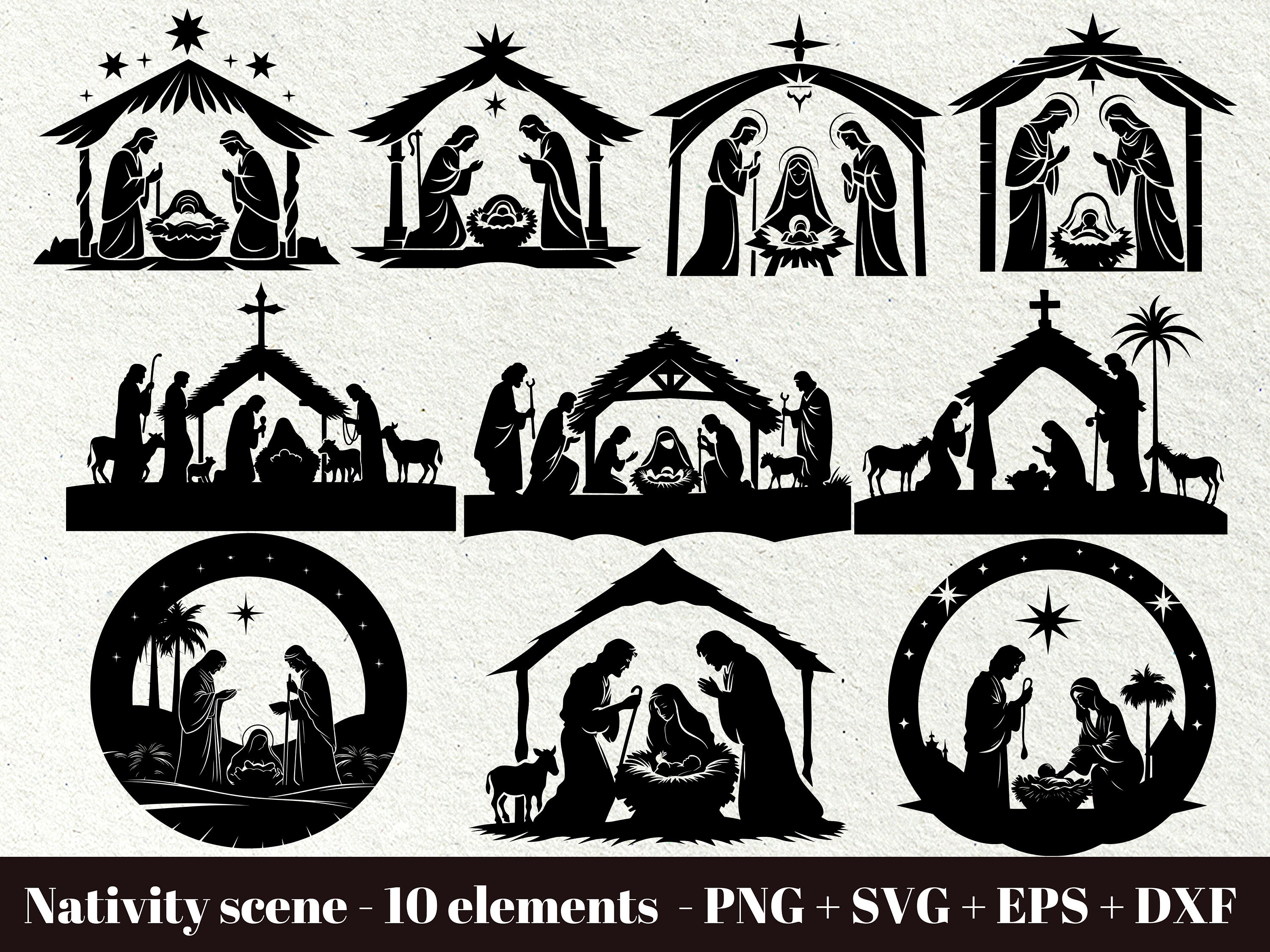 Christmas Nativity Scene Silhouette