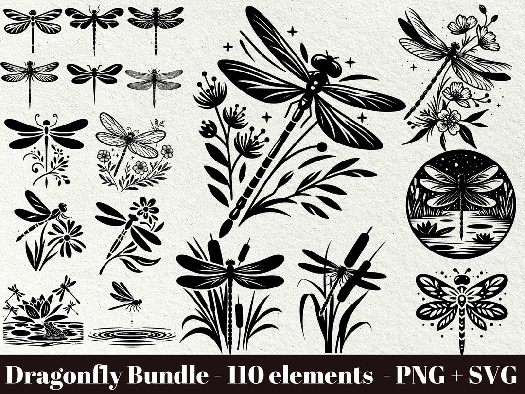 Dragonfly Flower Svg / Dragonfly and Cattail / Dragonfly Svg Laser ...