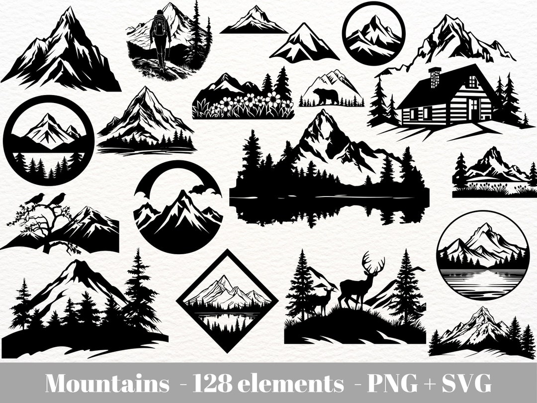 Mountains Svg File / Mountain Range Svg / Mountain and River Svg ...