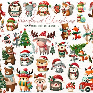 Christmas Woodland Animals Clipart Bundle / Cute Woodland Animals ...