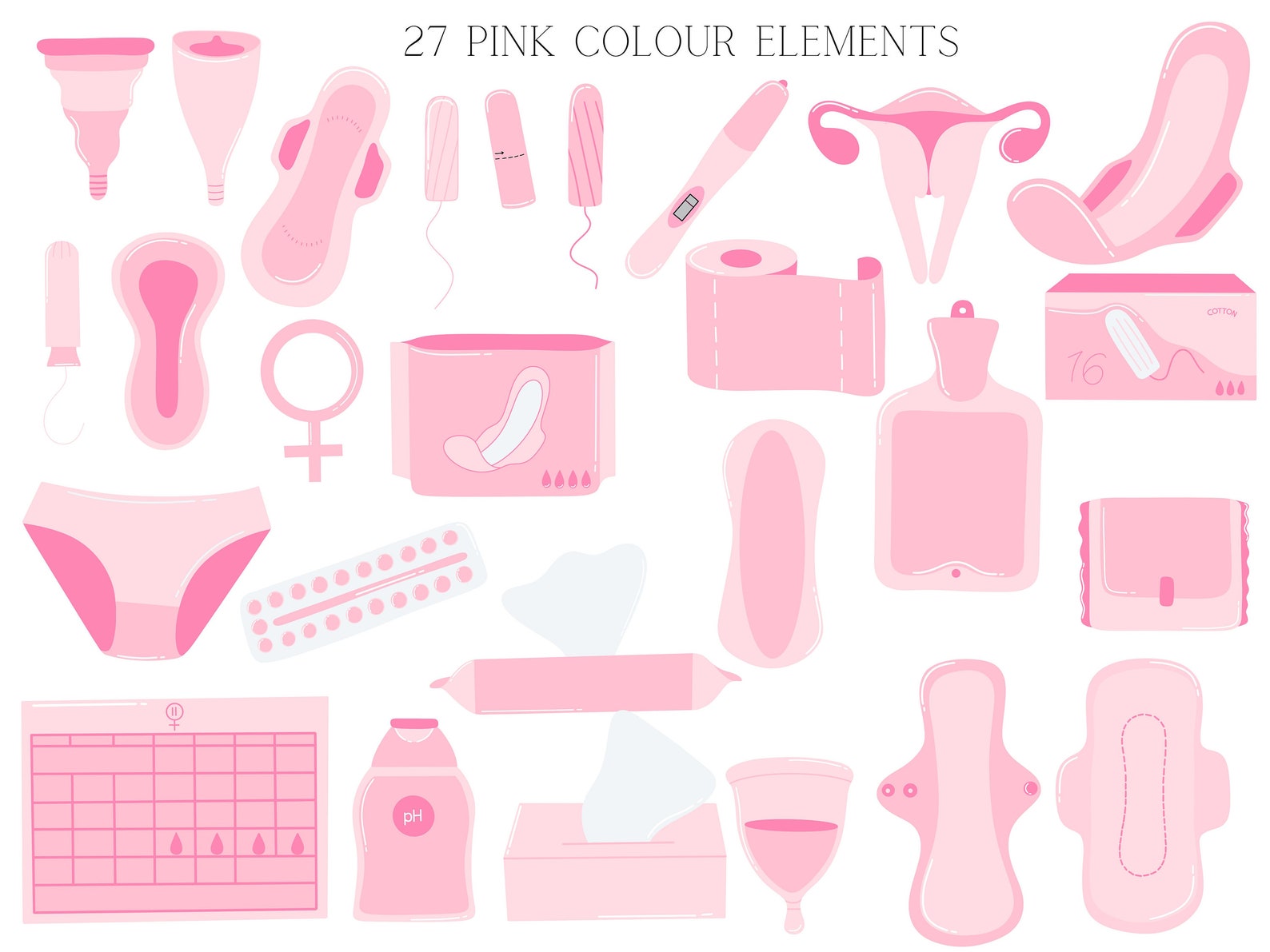 Period Clipart / Feminine Hygiene PNG /menstration Art Digital Instant ...