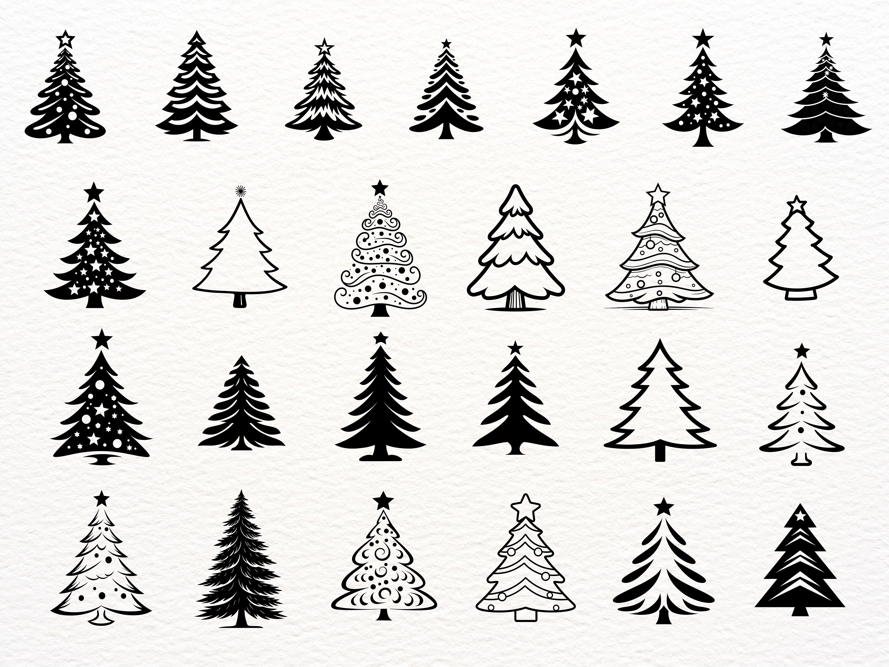 130 Christmas Tree Svg Bundle / Christmas Tree Clipart Black and White ...