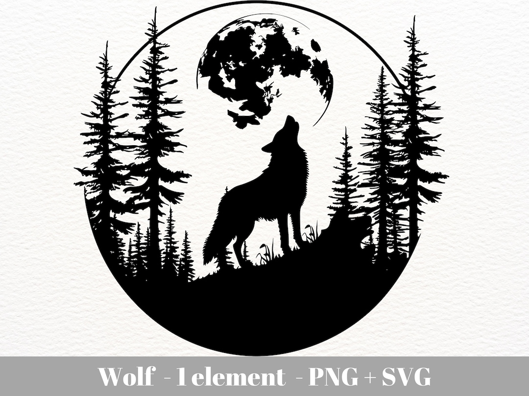 Wolf Howling at Moon Svg / Wolf Svg / Wolf and Moon Svg / Forest ...