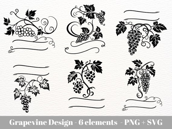 Grape Vine Flourish Line Clip Art