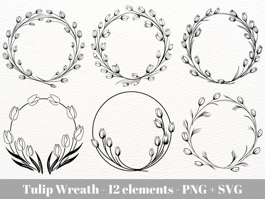 Tulip Wreath SVG | Floral Wreath Svg File |greenery Wreath Png ...