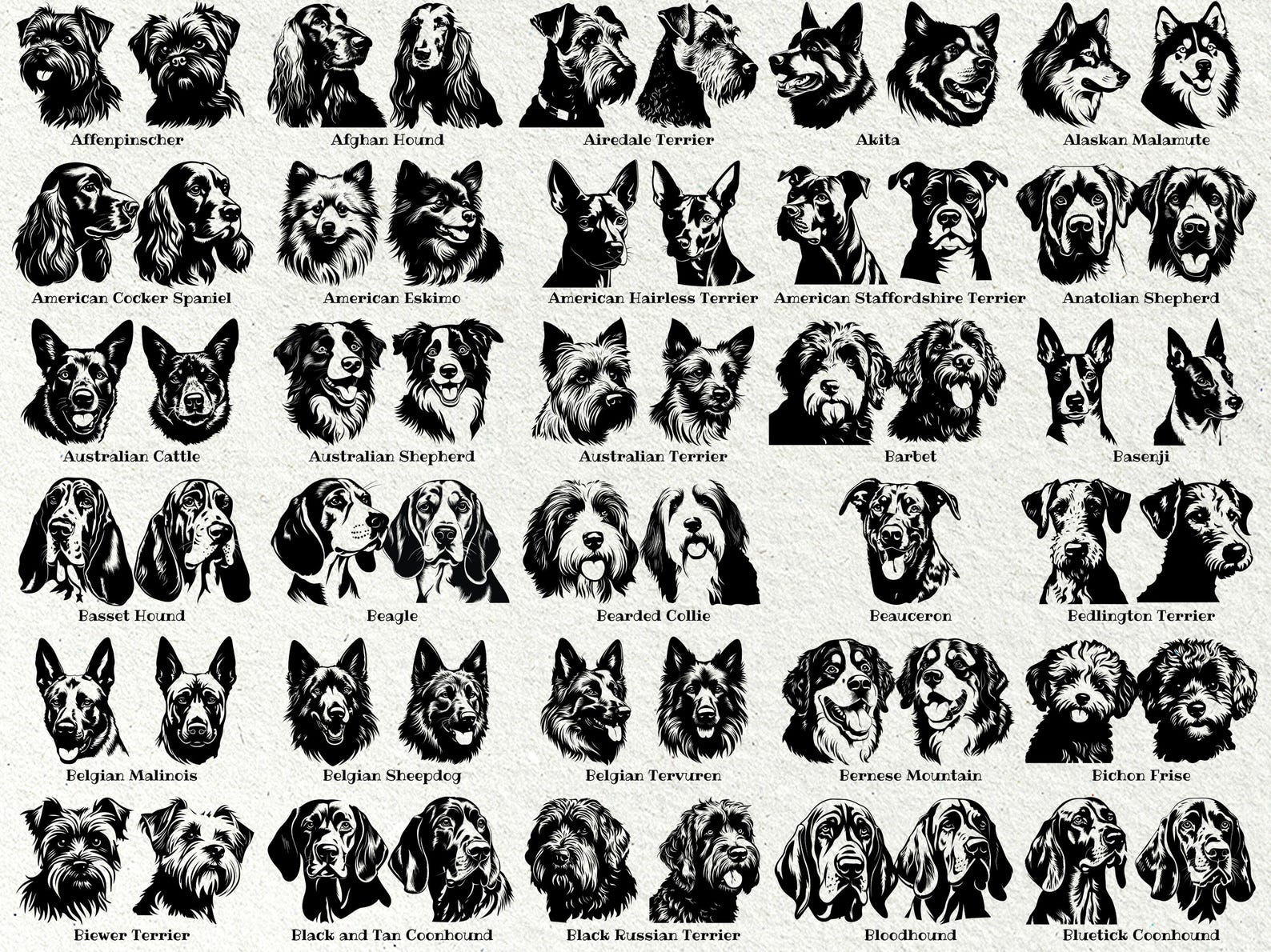 147 Dog Breeds Laser Files / Dogs Head Svg Bundle / Dog Portrait SVG ...