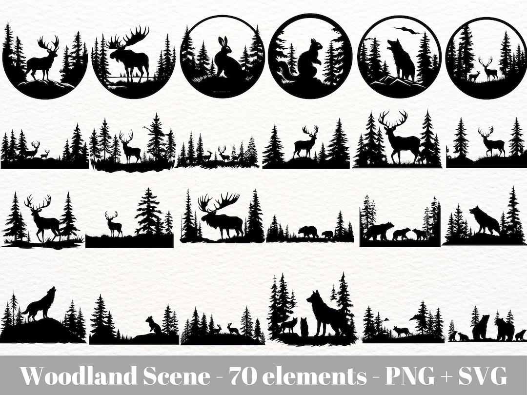 Woodland Silhouette Svg / Wilderness Svg / Forest Silhouette Svg ...