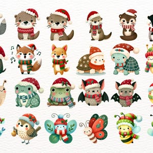 Christmas Woodland Animals Clipart Bundle / Cute Woodland Animals ...
