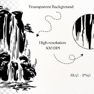 Waterfall Svg / Mountain Waterfall SVG / Landscape Svg Wood / Nature ...