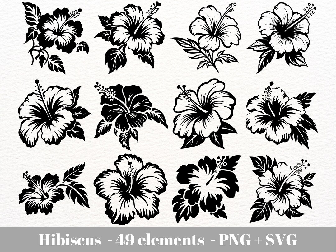 Hibiscus Svg Files / Hawaii Flower Svg / Tropical Flower Clipart ...