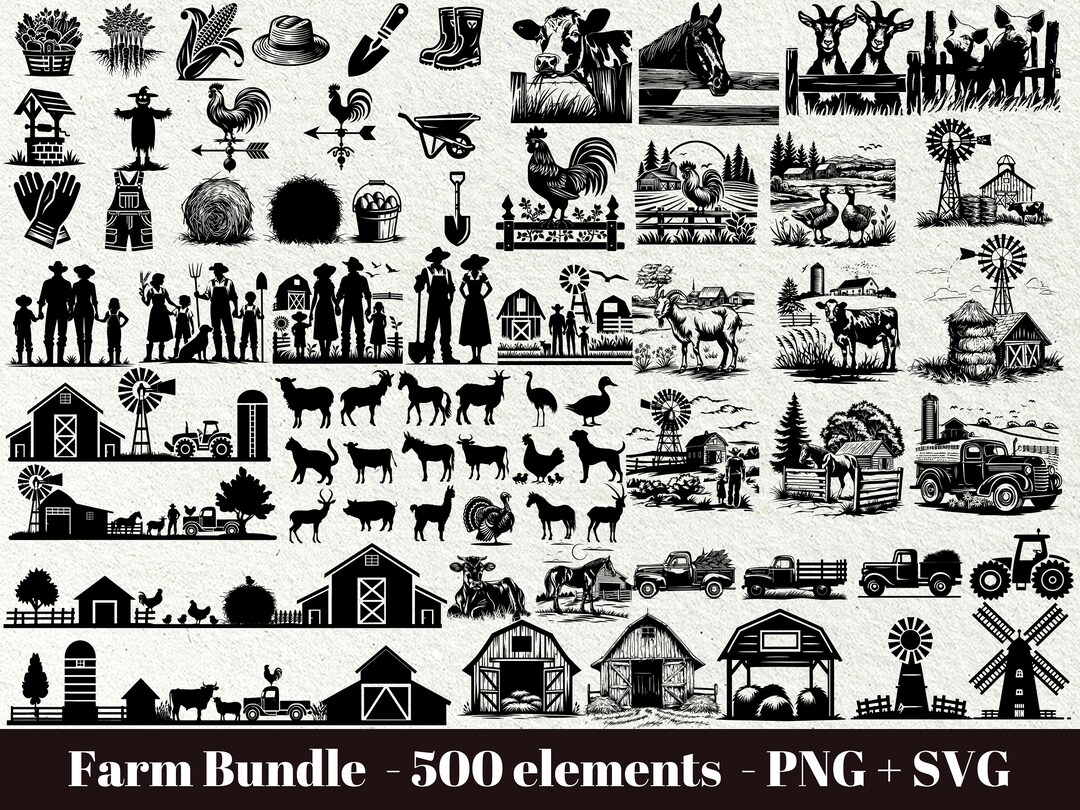 Farm Animal Scene Svg / Farm Svg Cut Files / Laser Engrave File / Farm ...