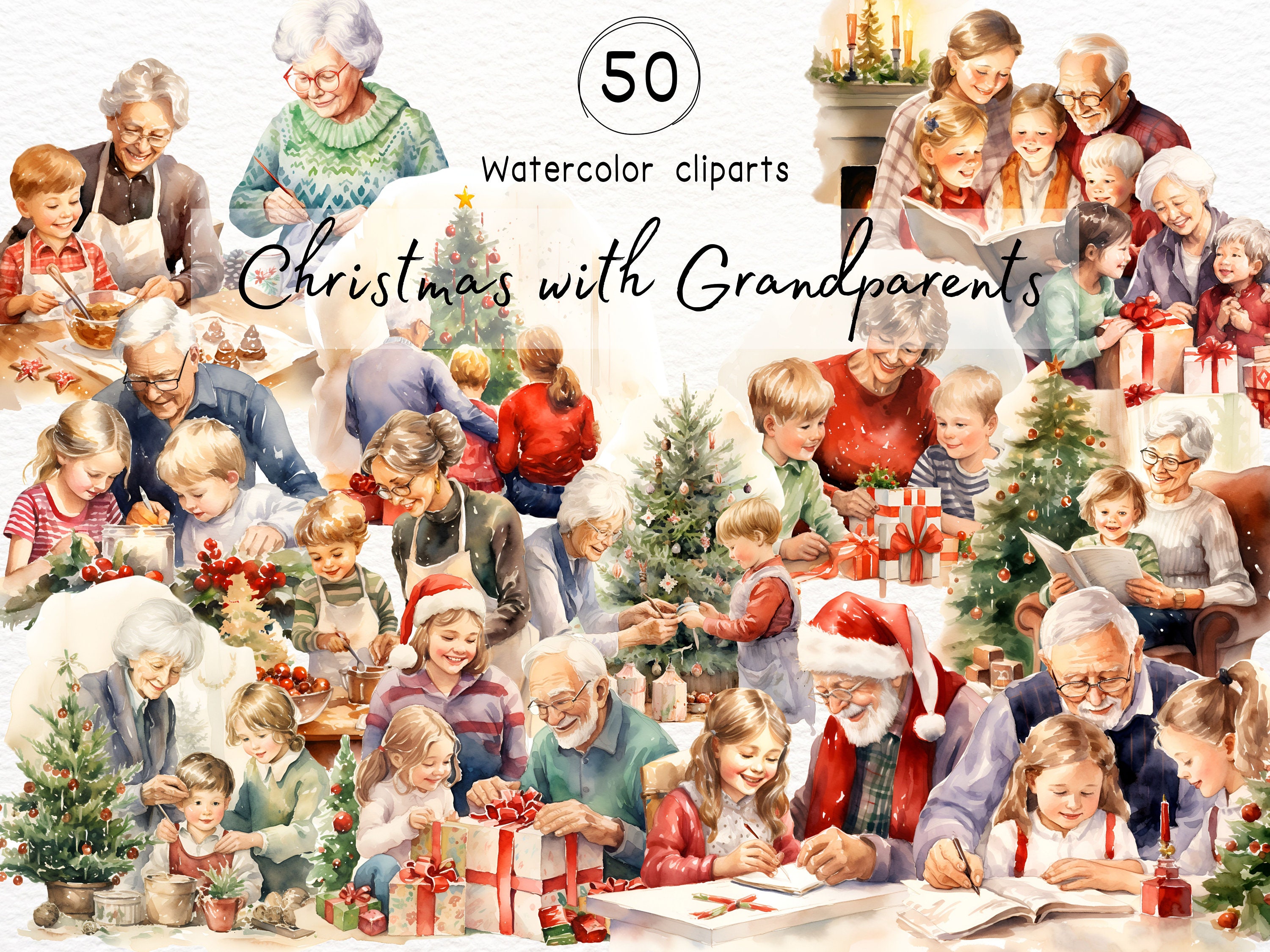 Christmas Family Clipart Bundle / Christmas Grandma Png / - Etsy