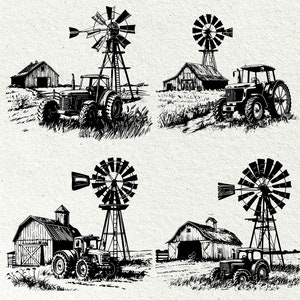 Old Barn and Tractor / Laser Engraved Rustic Barn / Farm Barn SVG ...