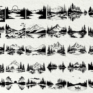River Scene Svg / Landscape Svg Wood / River Svg File / Mountain and ...