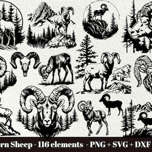 Bighorn Sheep Svg / Mountain Sheep Svg / Ram Skull Svg / Forest Animal Clipart / Forest ...