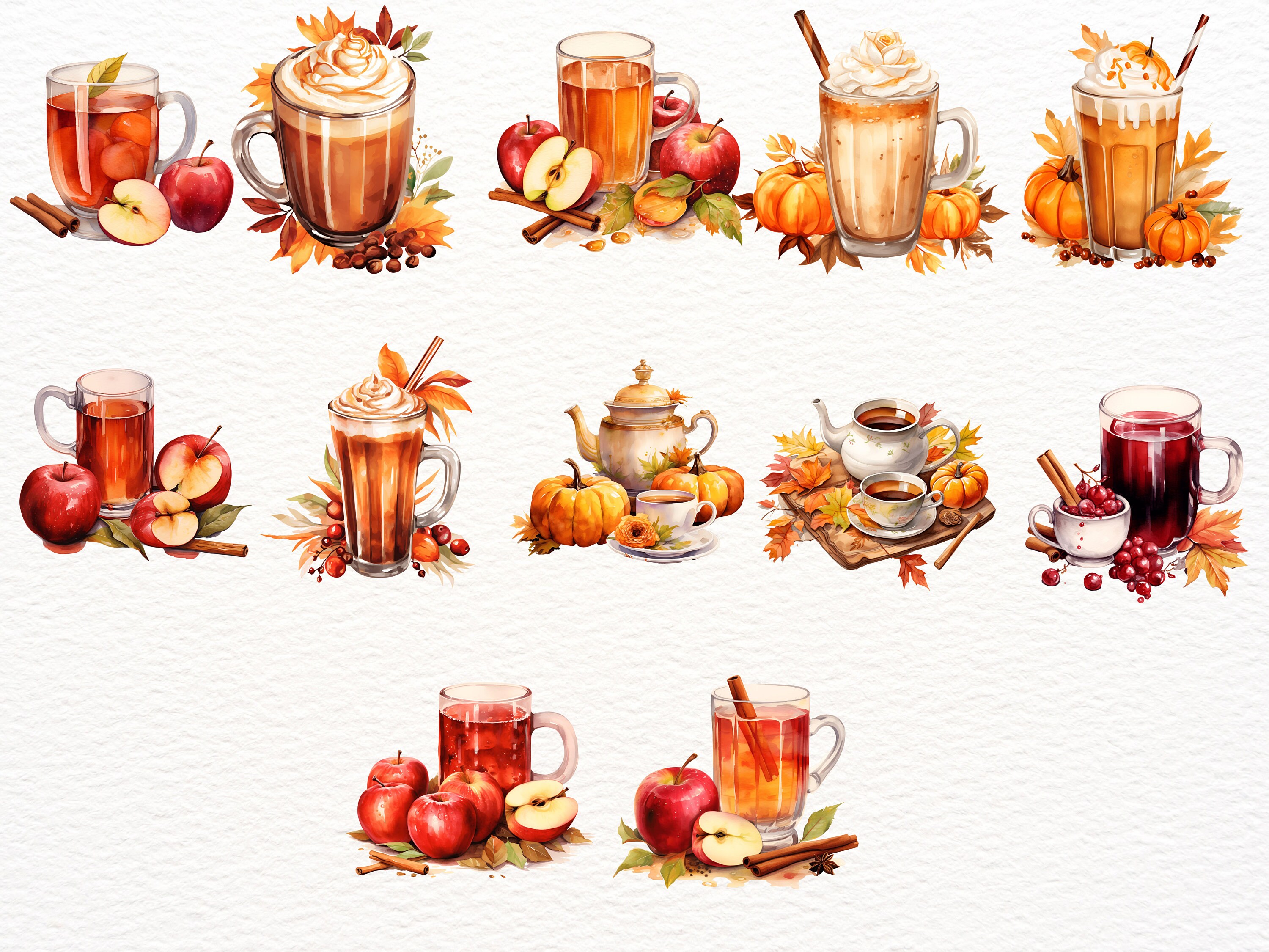 Thanksgiving Watercolor Clipart Bundle / Watercolor Autumn Scene ...