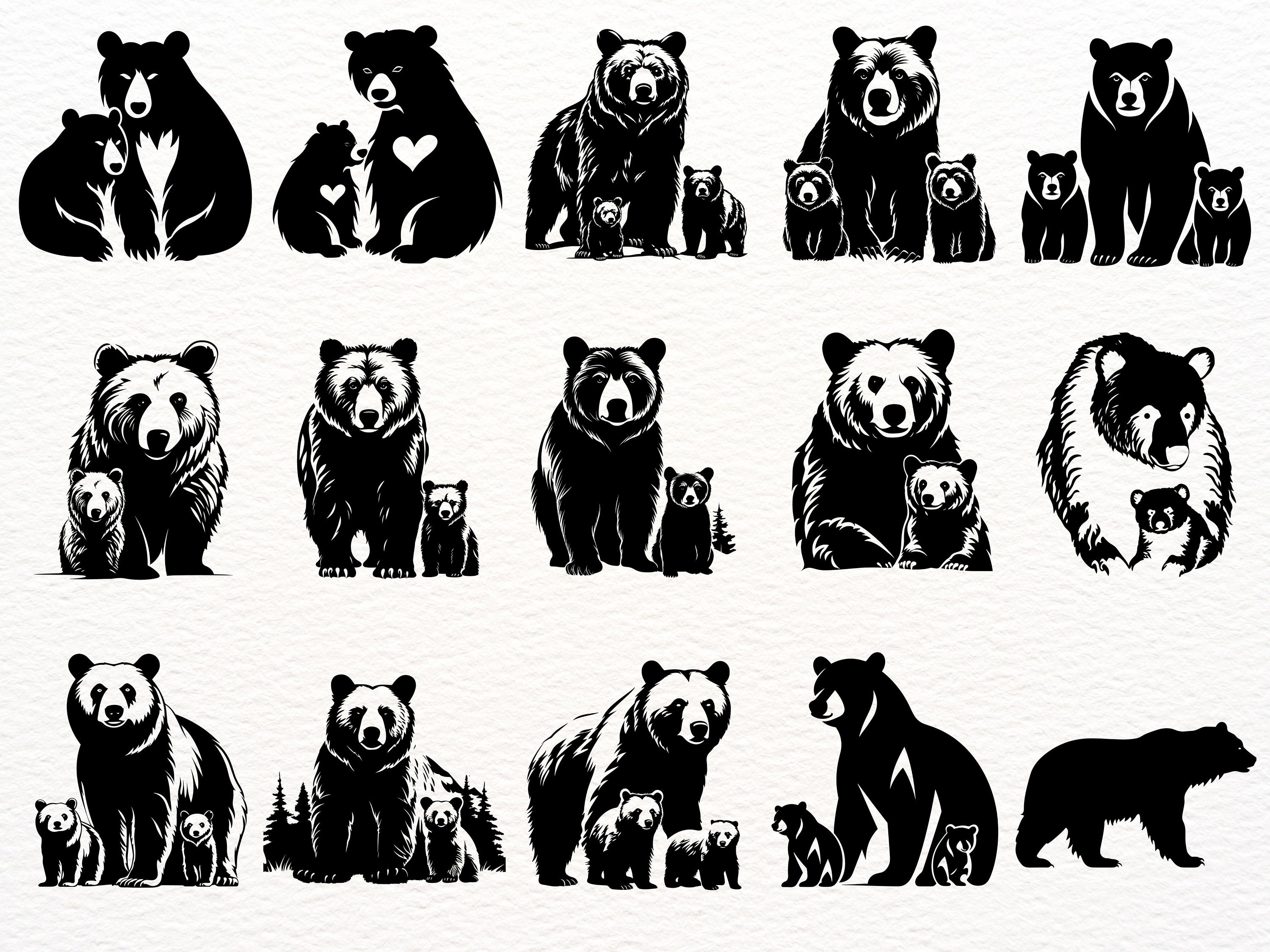 Bear Family Svg / Mama Bear Svg Bundle / Mama Bear and Cubs Svg / Mama ...