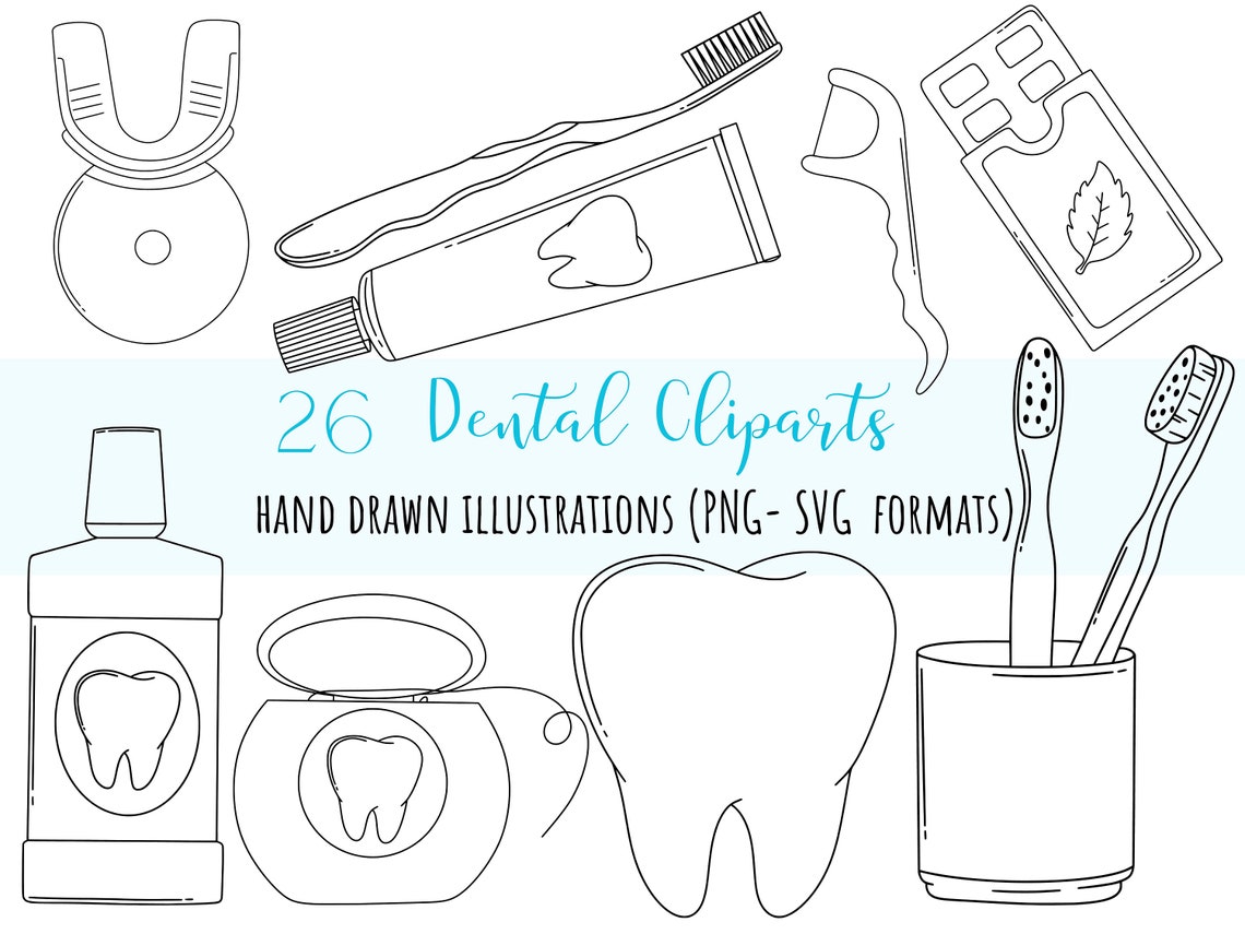 Dental Clipart / Dental Care Clipart / Dentist Line Art / Dentist Svg ...