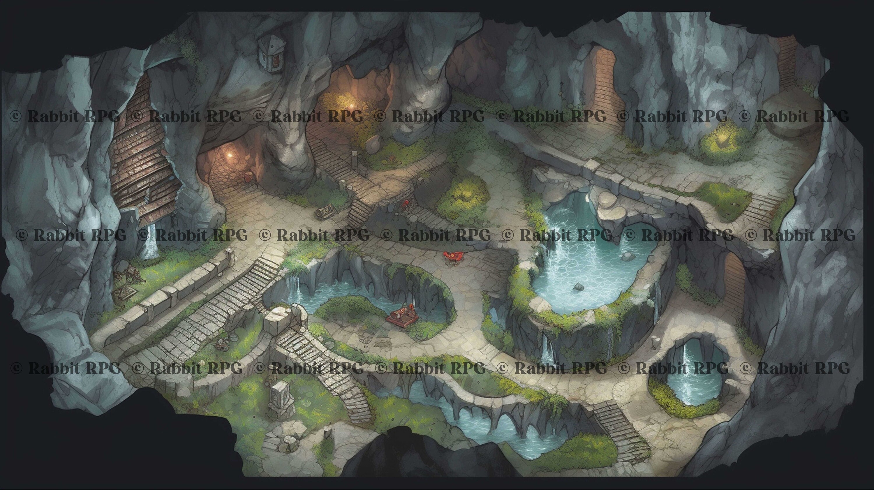 Cavern With Springs A RPG Battlemap TTRPG Setting Dungeons and Dragons ...