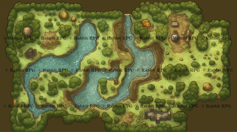 Cabin by River A RPG Battlemap TTRPG Dungeons and Dragons Virtual ...