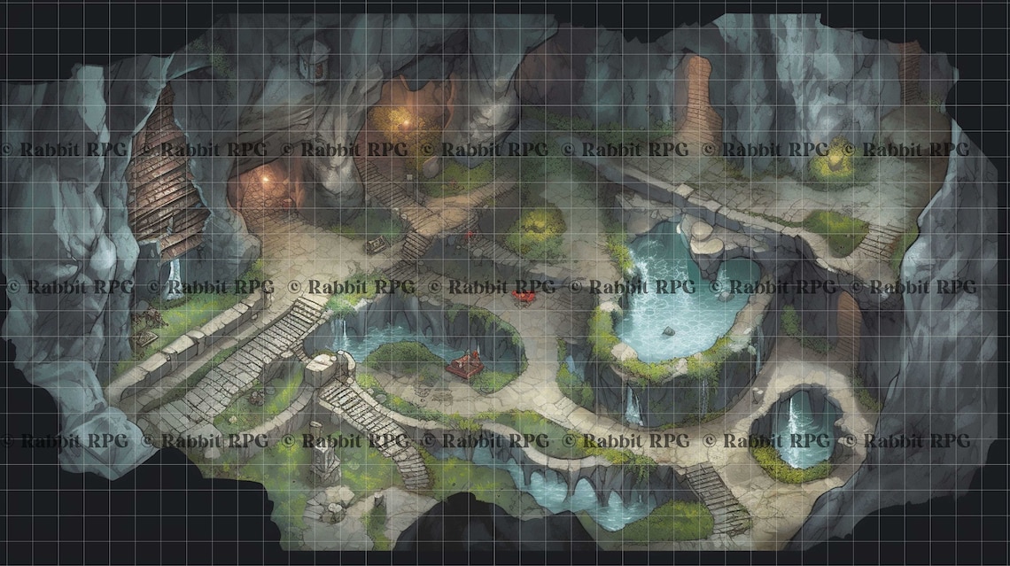 Cavern With Springs A RPG Battlemap TTRPG Setting Dungeons and Dragons ...