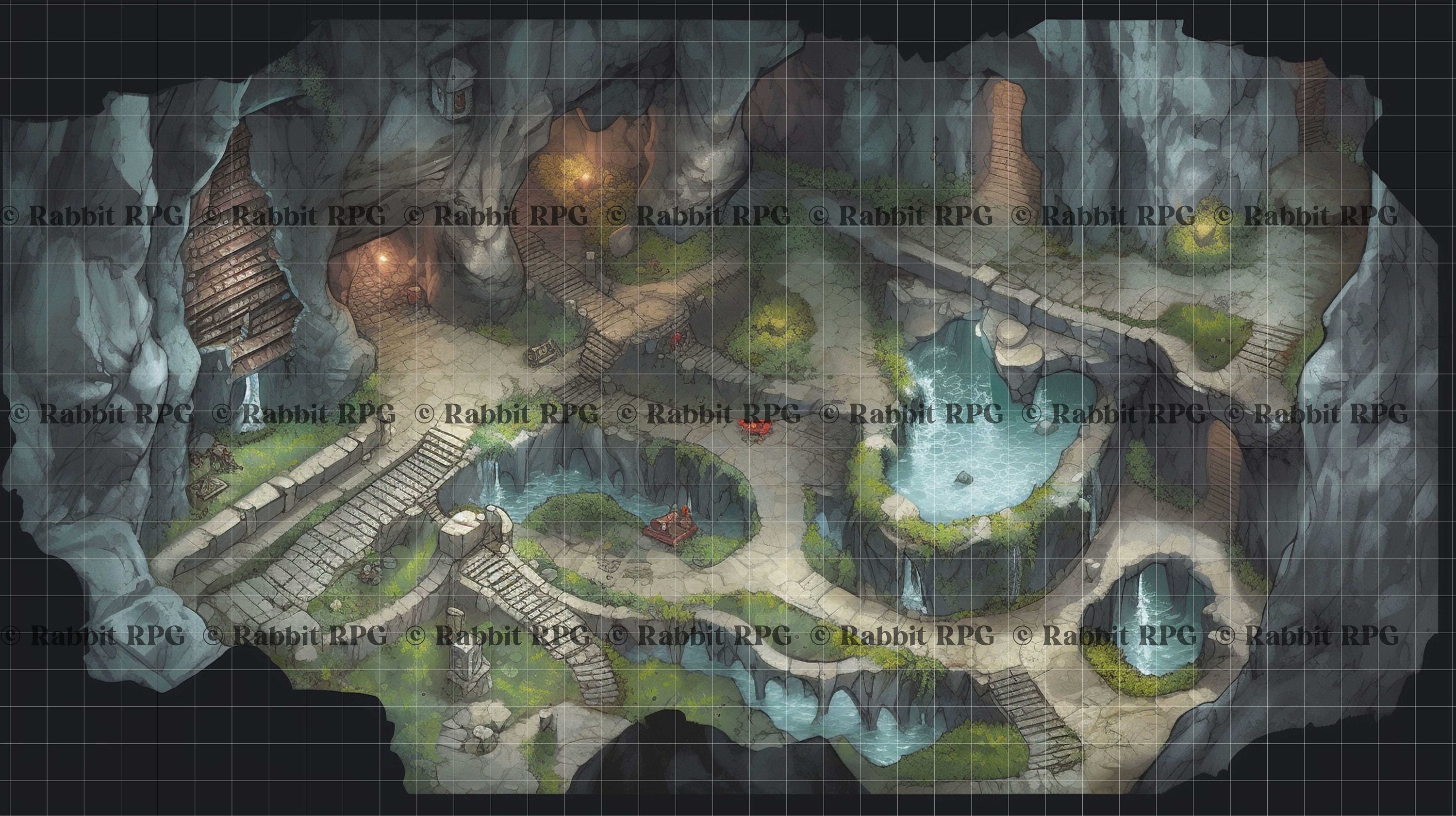 Cavern With Springs A RPG Battlemap TTRPG Setting Dungeons and Dragons ...