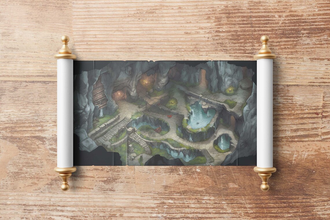Cavern With Springs A RPG Battlemap TTRPG Setting Dungeons and Dragons ...