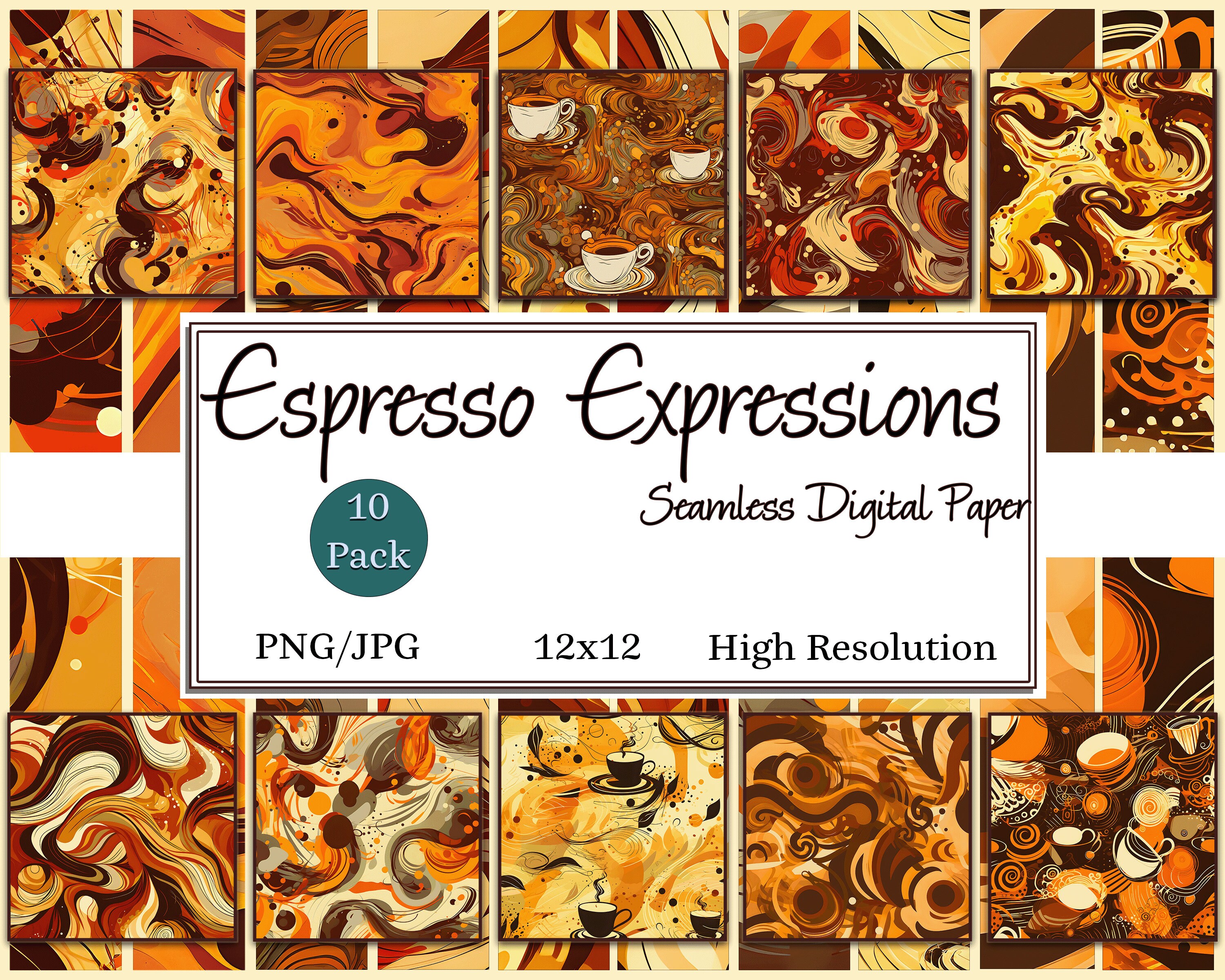 Coffee Digital Paper Coffee Pattern Seamless Digital Paper Seamless ...