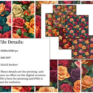 Rose Digital Paper Rose Pattern Seamless Digital Paper - Etsy