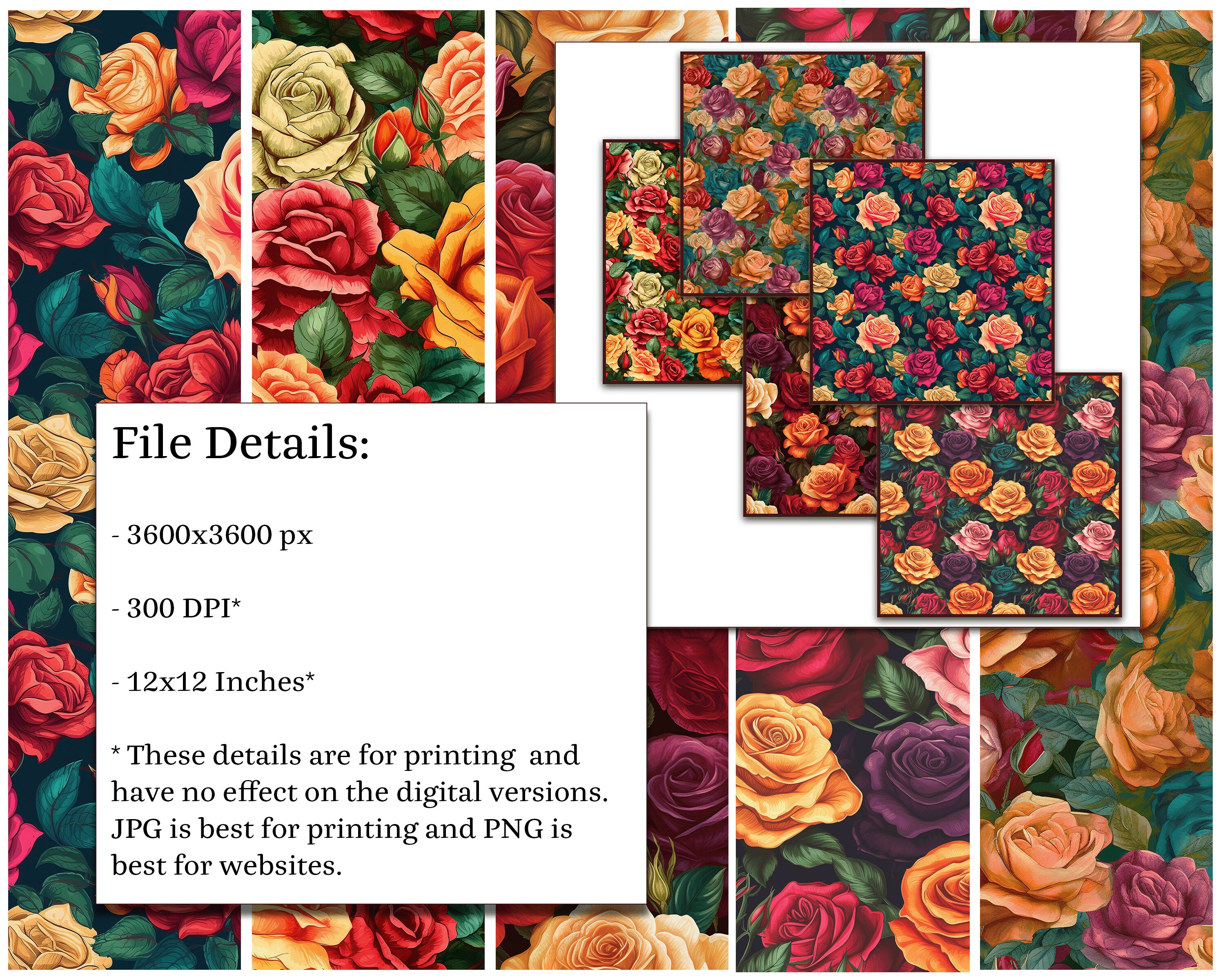 Rose Digital Paper Rose Pattern Seamless Digital Paper - Etsy