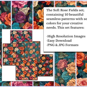 Rose Digital Paper Rose Pattern Seamless Digital Paper - Etsy