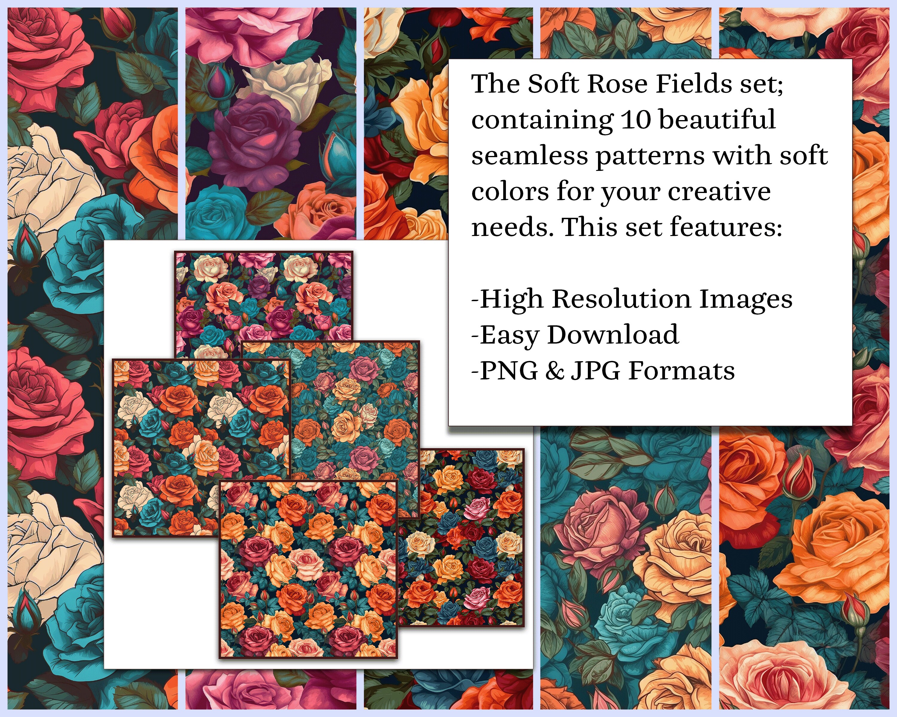 Rose Digital Paper Rose Pattern Seamless Digital Paper - Etsy