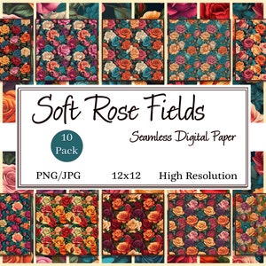 Rose Digital Paper Rose Pattern Seamless Digital Paper - Etsy