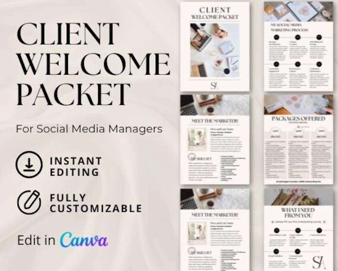 Social Media Manager Client Welcome Packet: Editable Canva Template ...