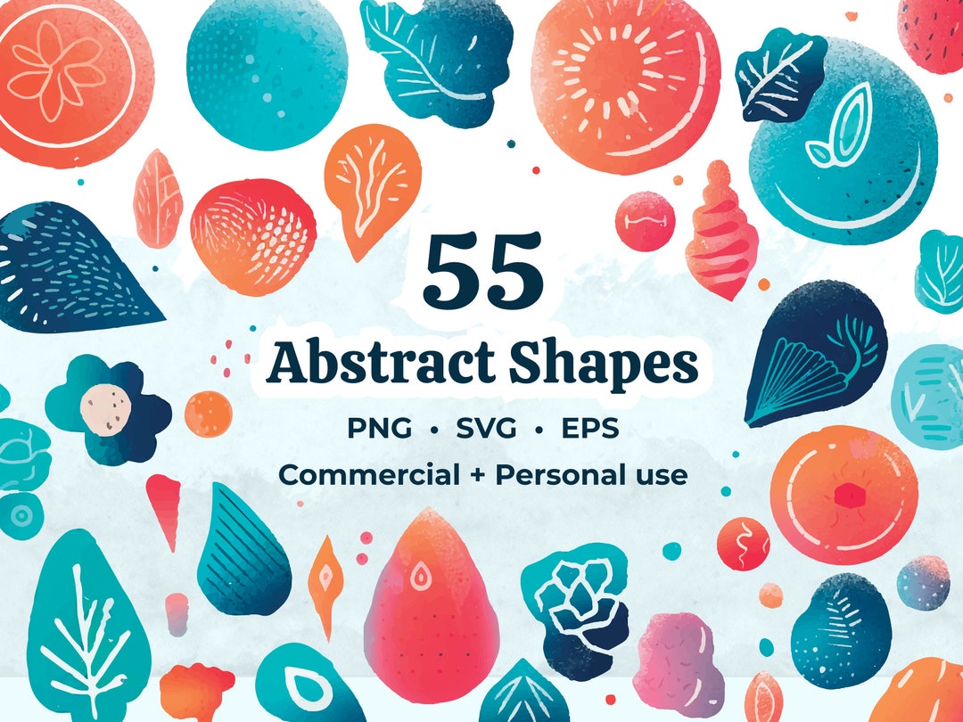 Abstract Clip Art Set With Unique Shapes Organic Textured Vector ...