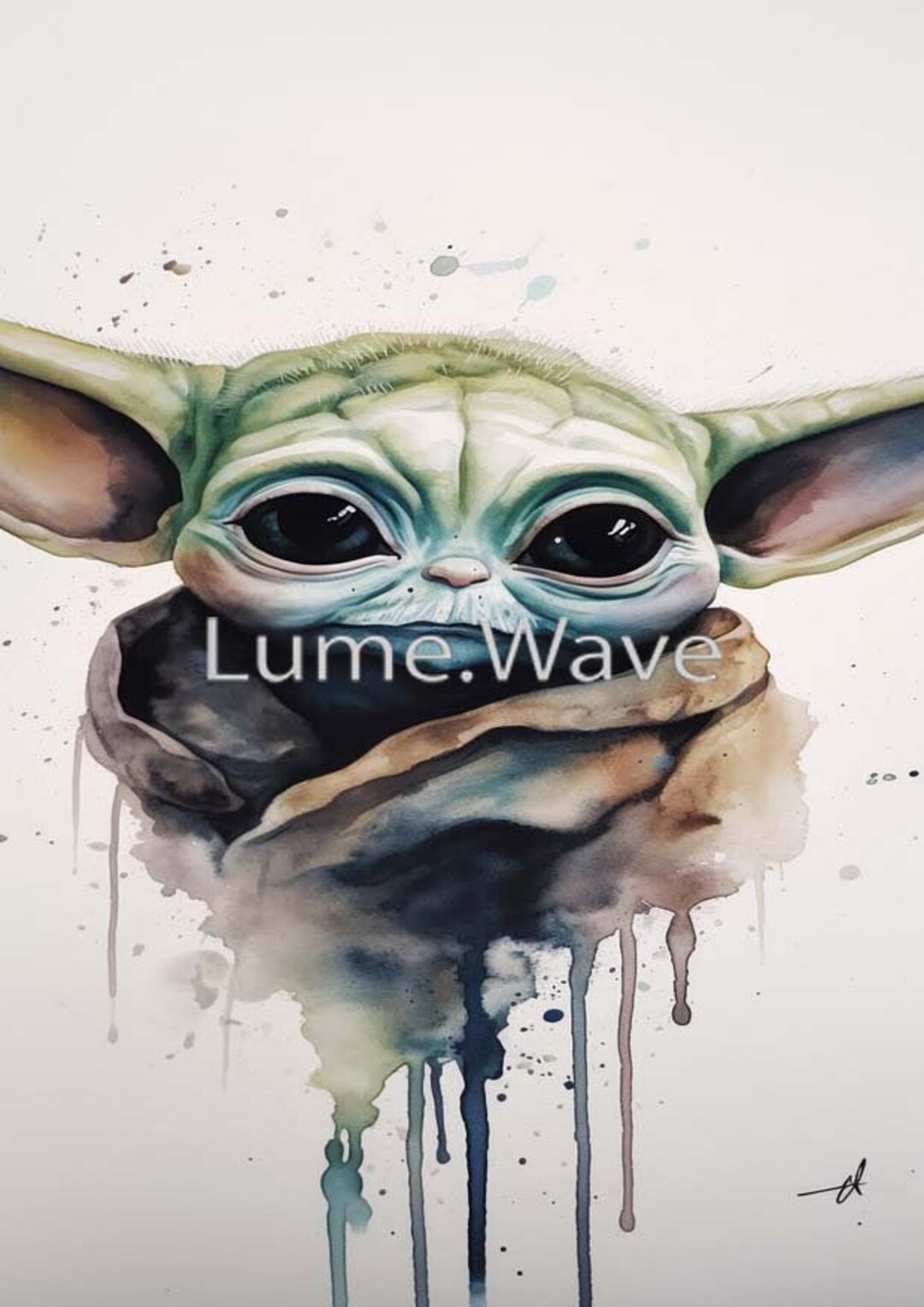 Grogu Watercolor Print A3 Poster - Etsy