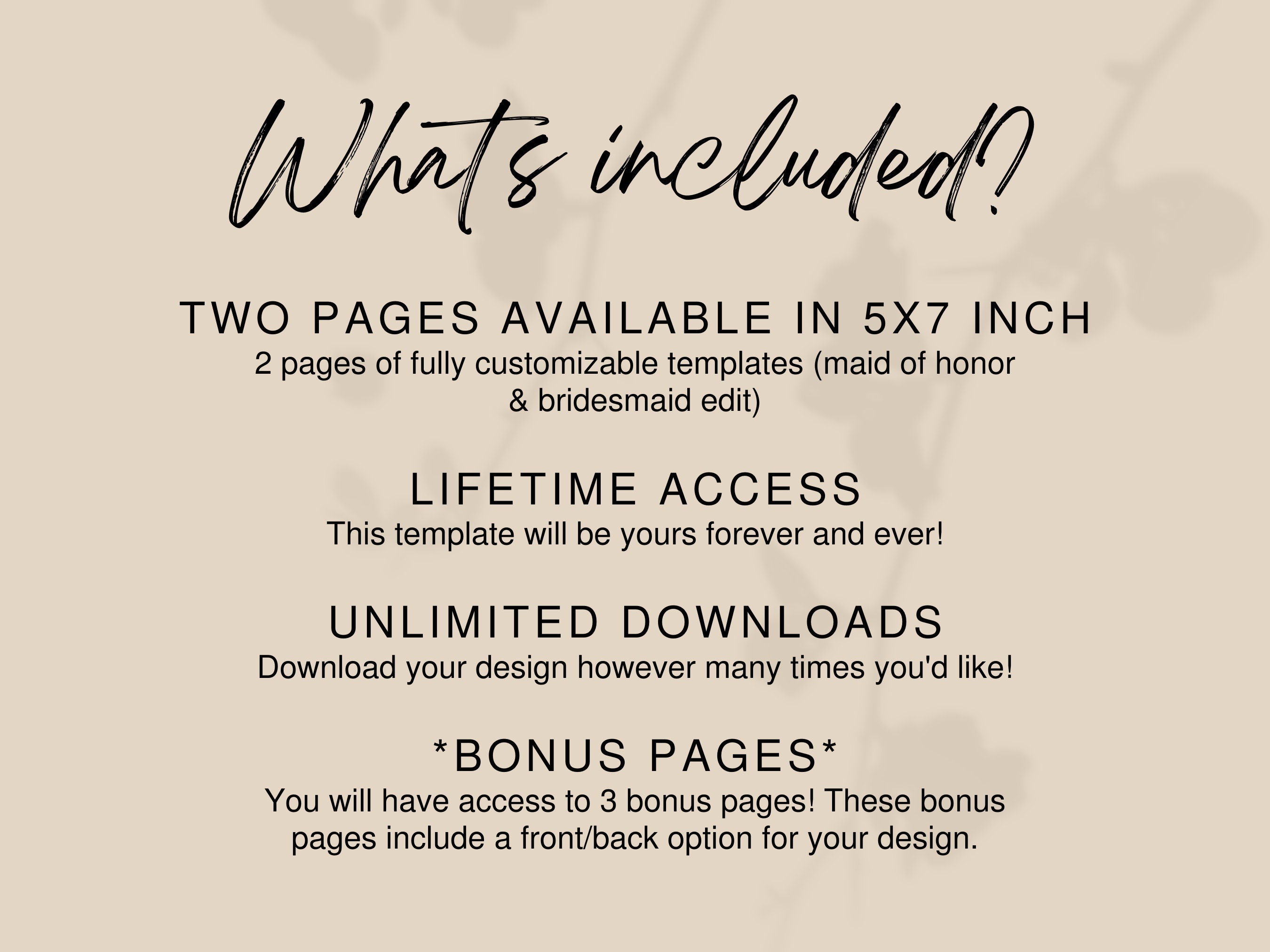 Bridal Party Information Card, Info Card Bridesmaid, Bridesmaid Info ...