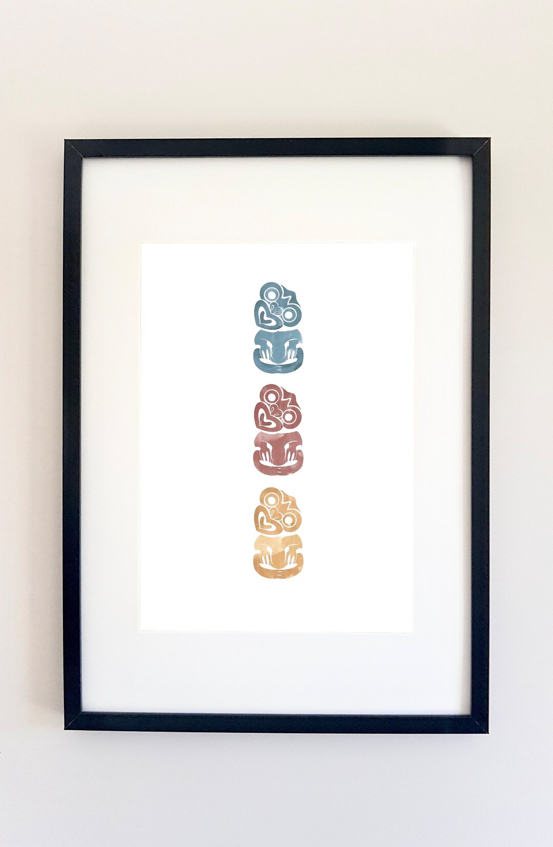 Maori Inspired 3 Tiki Portrait Wall Art Print - Etsy