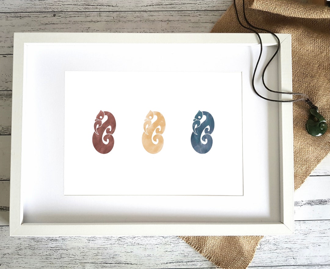 Maori Inspired 3 Manaia Landscape Wall Art Print - Etsy