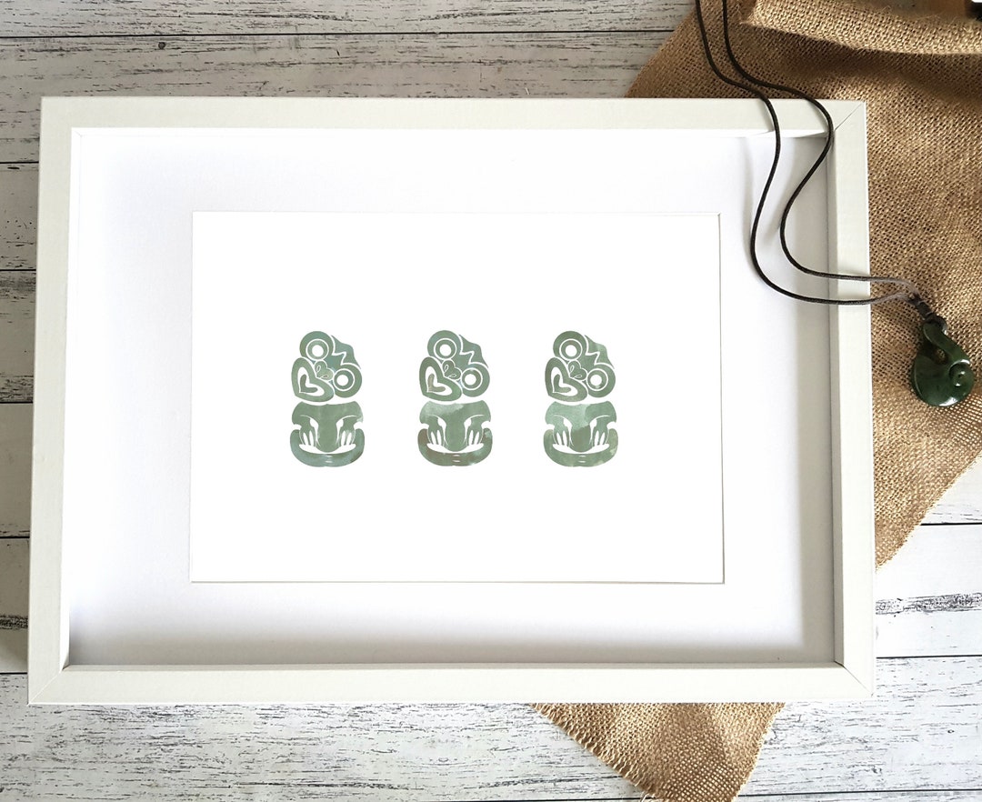 Maori Inspired 3 Tiki Landscape Wall Art Print - Etsy