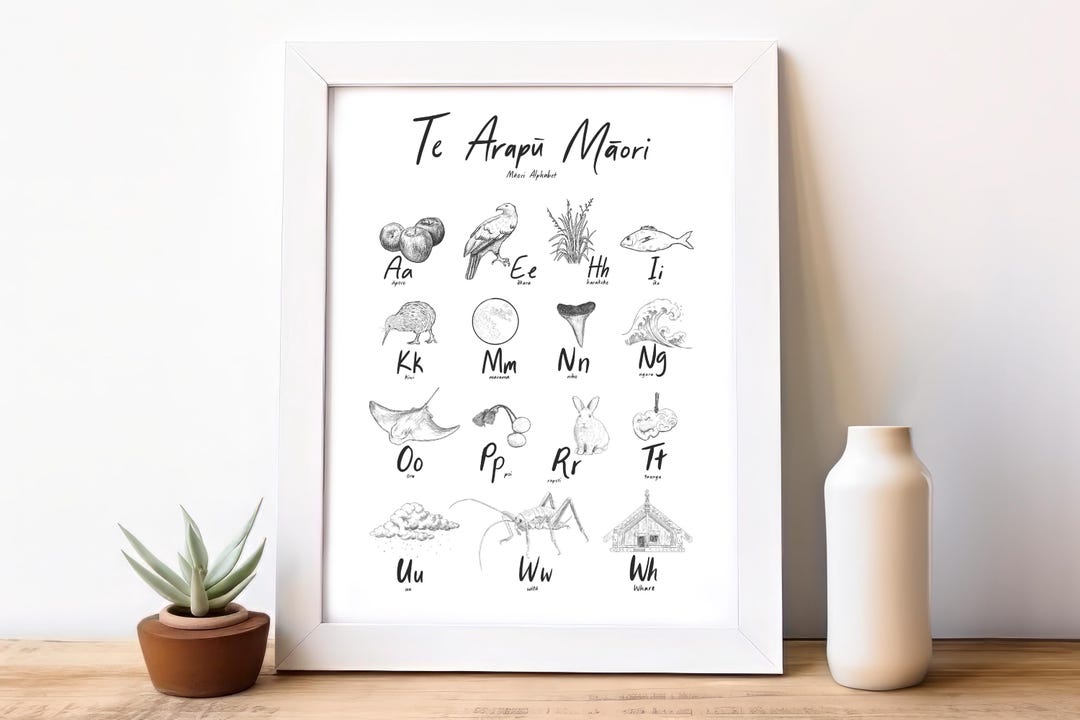 Maori NZ Alphabet Chart Poster Digital Print Wall Art Digital Download ...