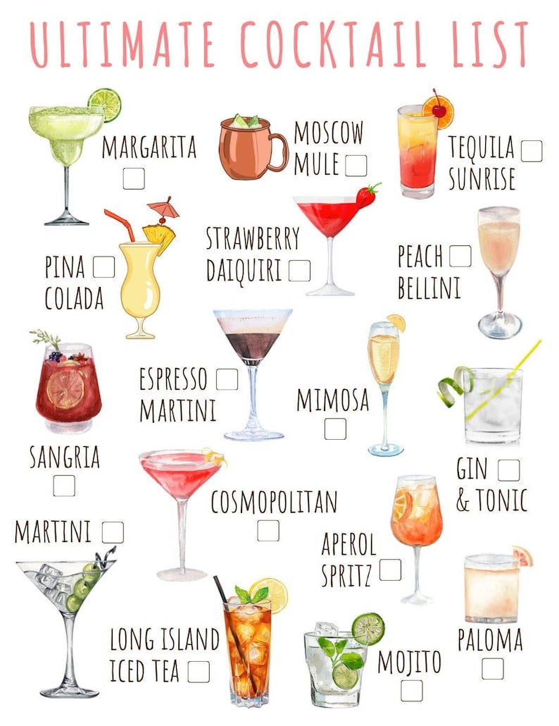 Ultimate Cocktail List - Etsy