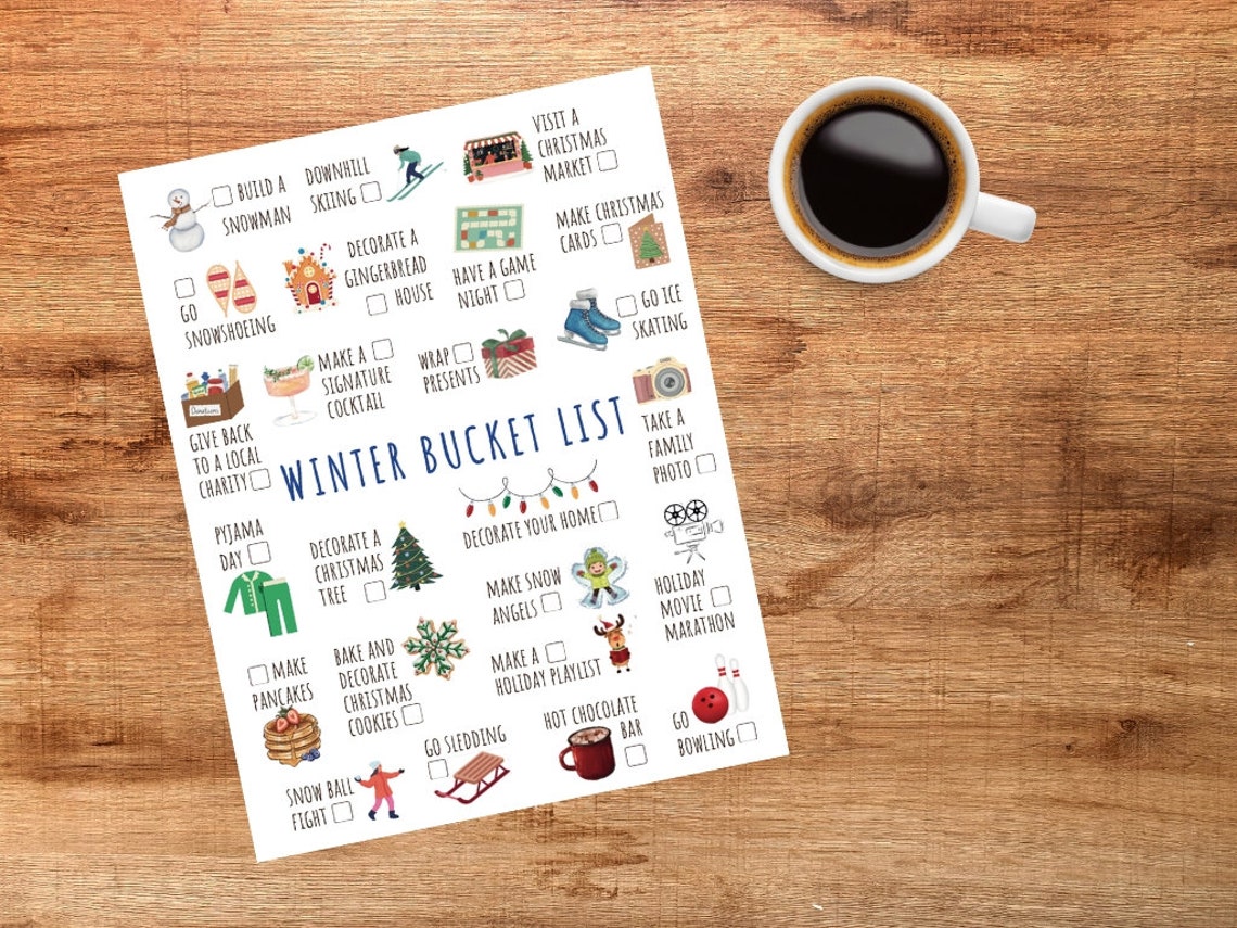 Printable Winter Bucket List - Etsy