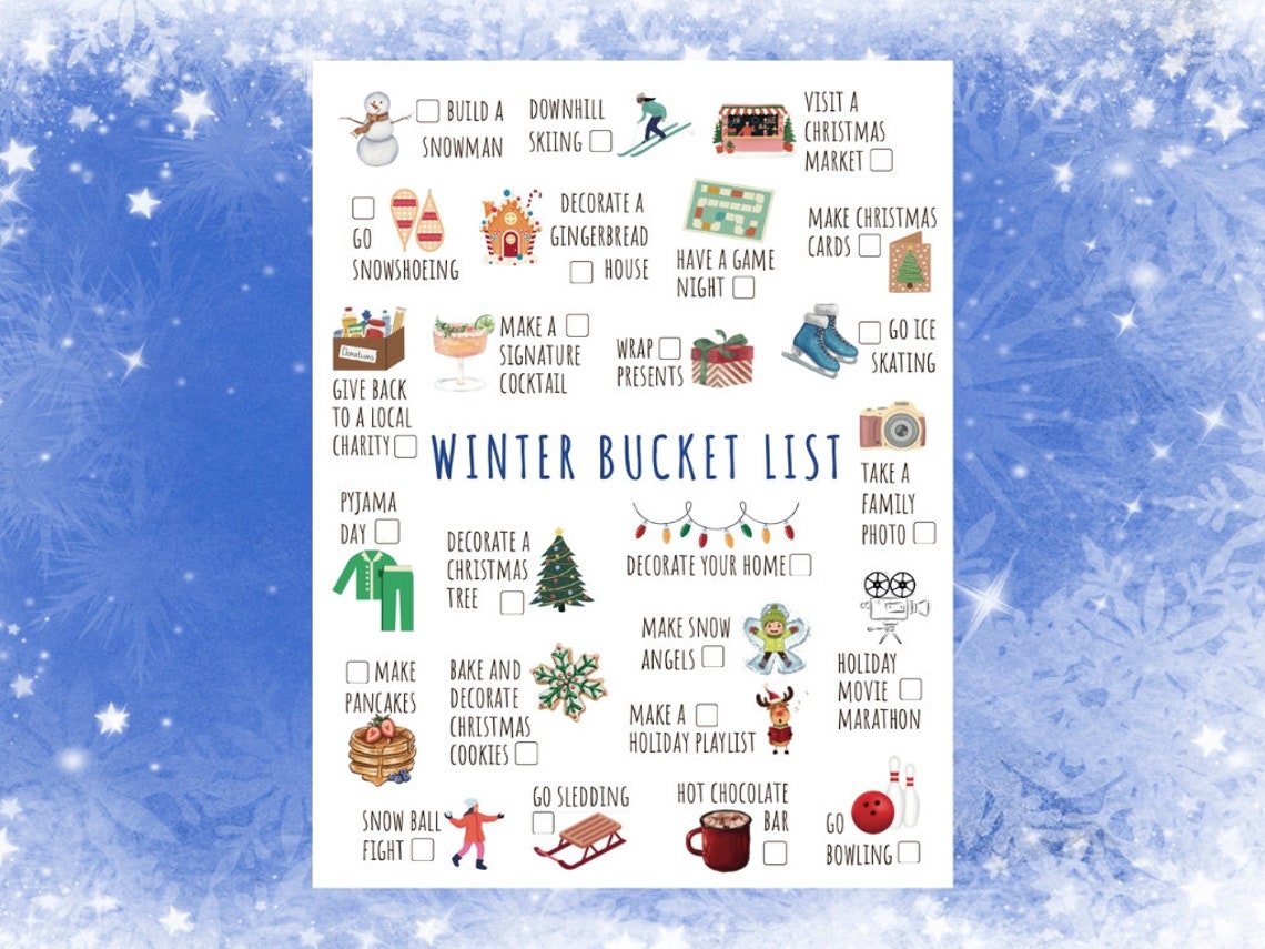 Printable Winter Bucket List - Etsy