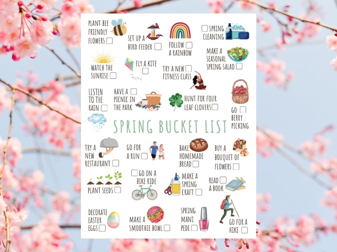 Printable Spring Bucket List - Etsy