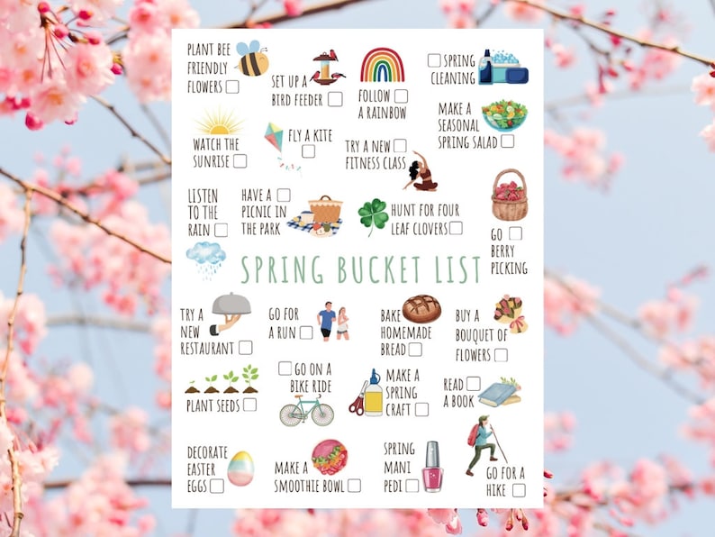 Printable Spring Bucket List - Etsy