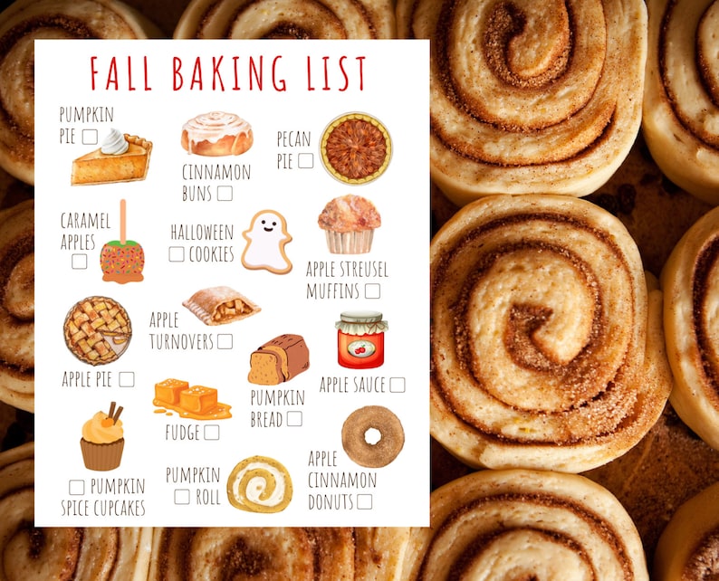 Printable Fall Baking List - Etsy